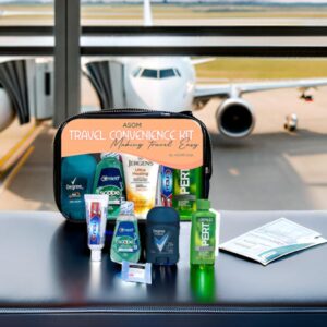 Asom Toiletry Travel Kit - 20 Piece TSA Approved Personal Care & Hygiene Essentials Set for Men & Women, Pre-Filled Convenience for Travel, Airplane Carry-On Ready.