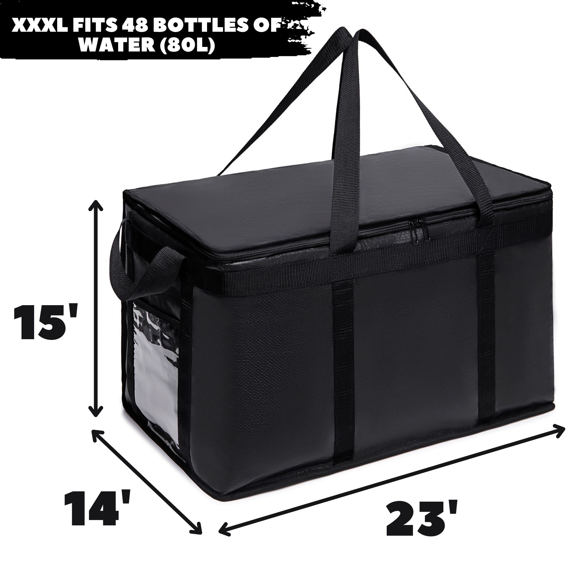 DERABY Commercial Lightweight Insulated Delivery Bag Carrier XXXL 23"X14"15" (1 Pack)