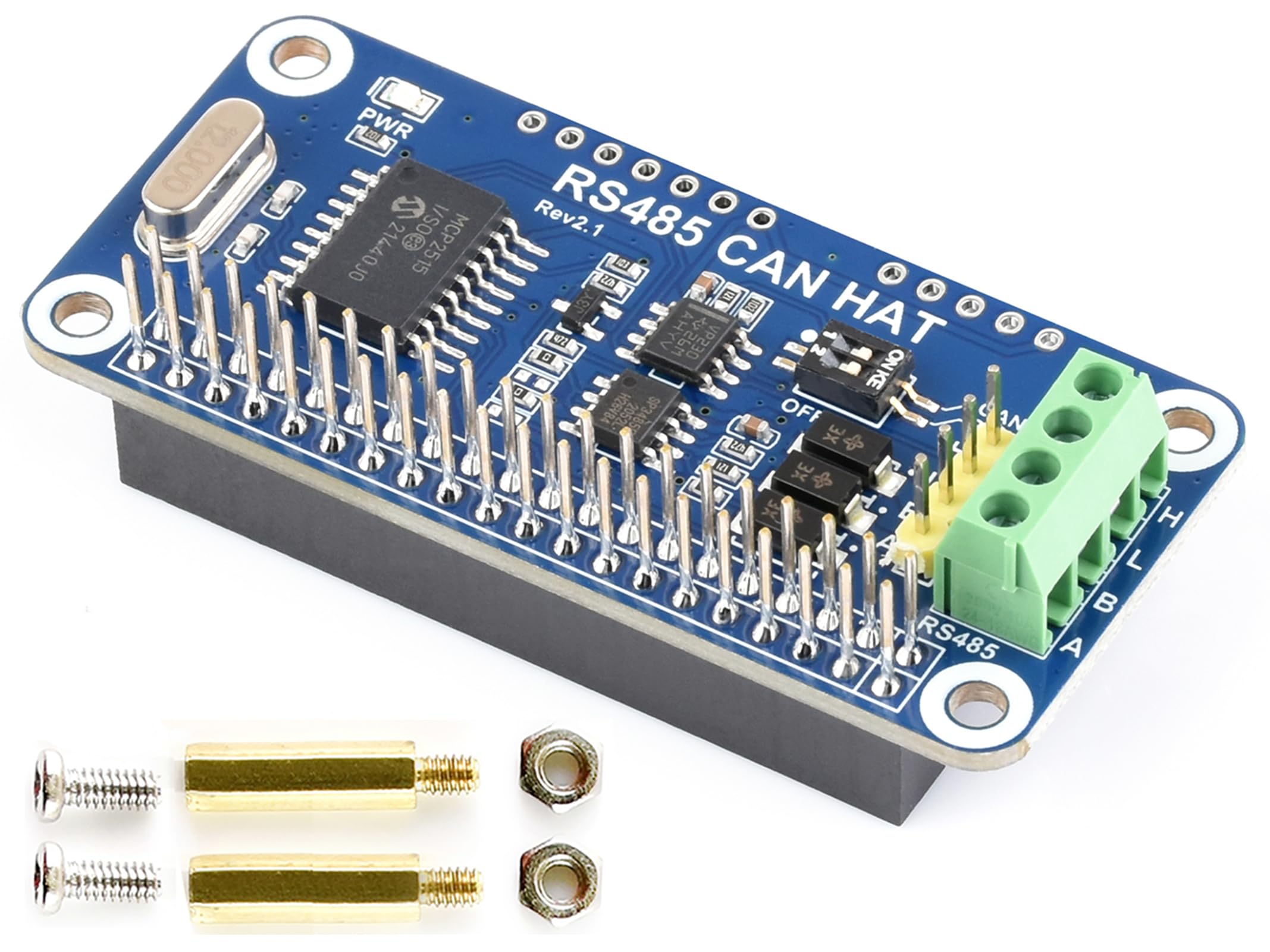 for Raspberry Pi,RS485 CAN HAT for Pi 4B/3B+/3B/2B/B+/A+/Zero/Zero W/WH/ 2W/2WH,RS485 CAN HAT Long-Distance Communication via RS485/CAN Functions MCP2515 CAN Controller SPI Interface