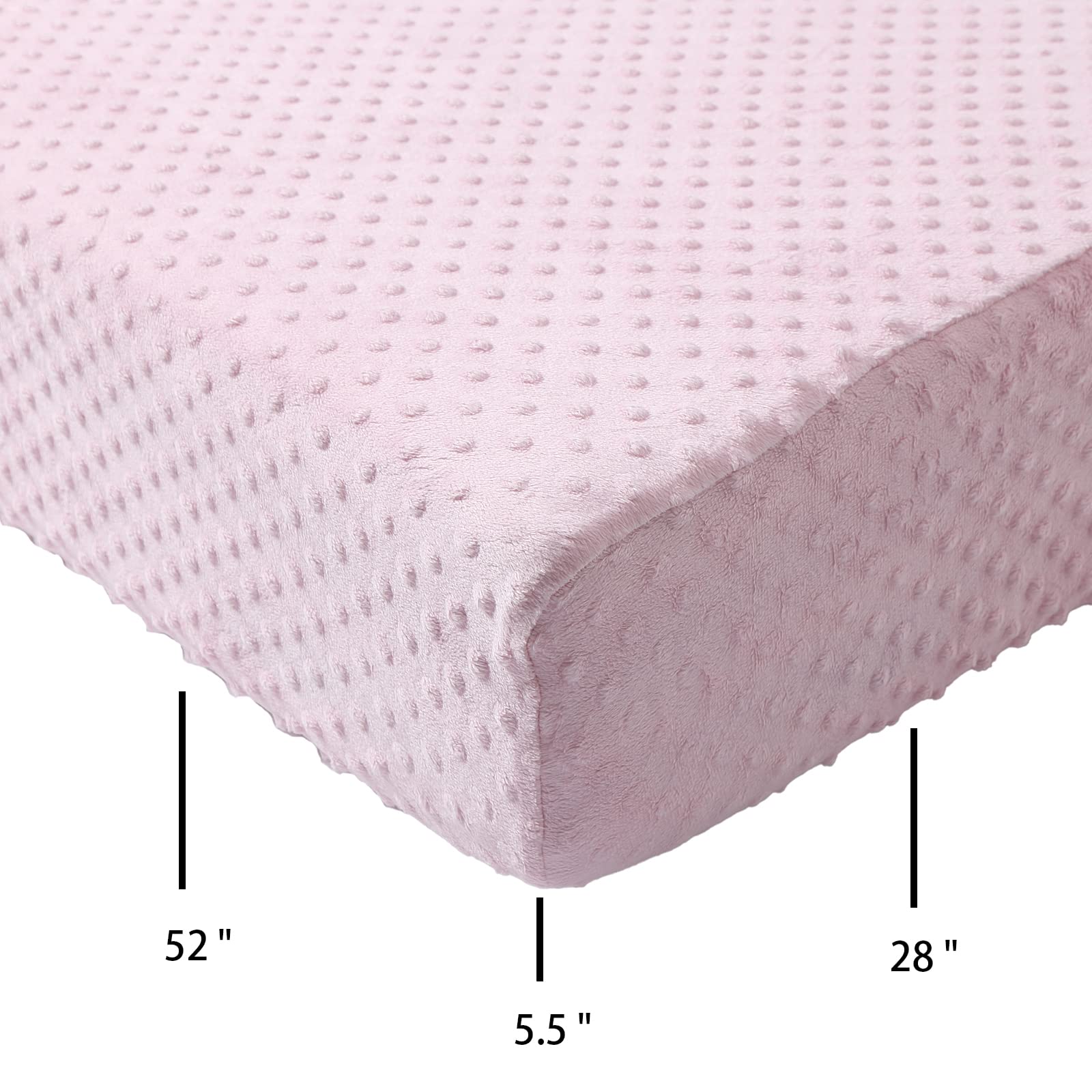 DONOMILO Crib Mattress Protector, suitable for 52inch×28inch Standard Crib, Minky Dots Fabric Super Soft Anti Slip Durable Toddler Crib Mattress Pad Cover, for Baby Boy Baby Girls (Blushing Bride)