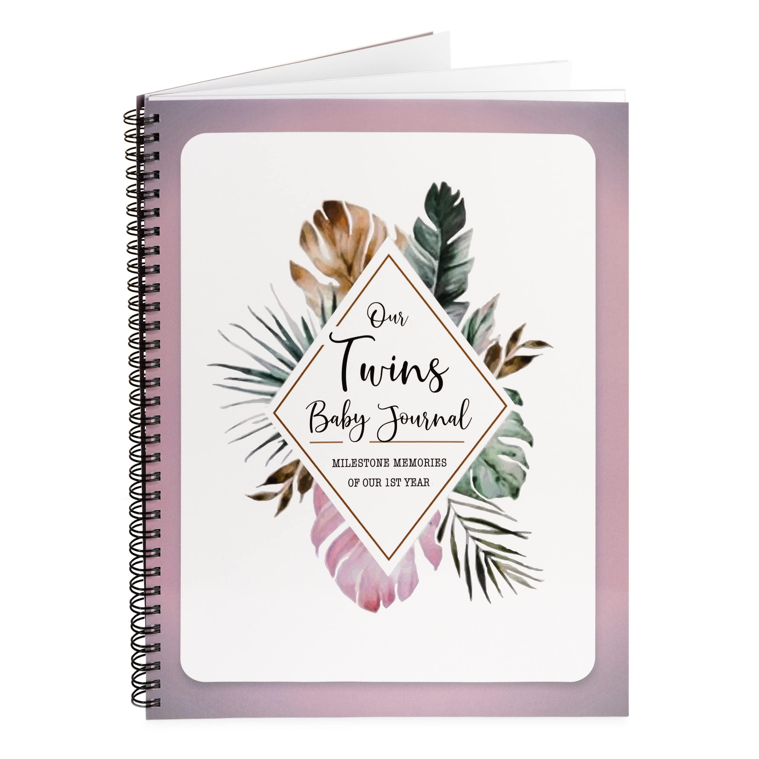 NovaaLife Twins Journal of our "1st Year" - Twins Journal for Parents - Sweet Pregnancy questions & First 12 Months of Babys Milestones - Pregnancy Book Essentials - Twins baby gifts - Twins baby