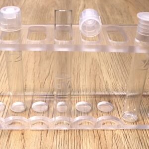 Ackers Transparent Acrylic Test Tube Bottle Small Glass Holder,Built-in Handle, 25 Tube Capacity, 0.7" (18mm) Holes for 10ML Test Tubes