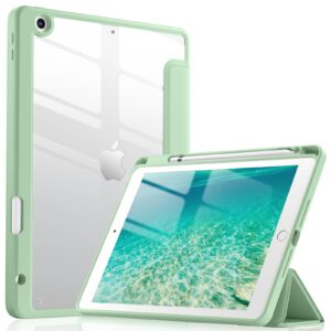 wenlaty compatible with ipad 9th /8th /7th generation case(2021/2020/2019), full body protective case with pencil holder, clear case designed for ipad 10.2 inch, auto sleep/wake cover, mint green