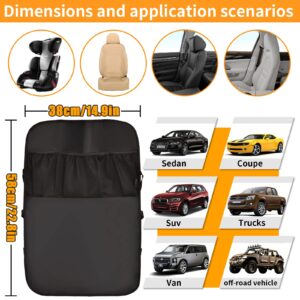 YaKuss Kick Mats Back Seat Protector for Kids, Seat Back Protectors with 8mm Thicken Cotton and Multi Pockets, Waterproof Seat Cover, Protect from Dirt, Mud, Car Seat Protector (2 Pack, 2.0)