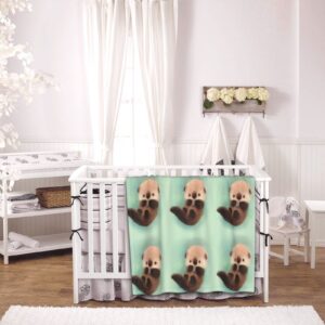 ISMV Swaddle Blankets Baby Sea Otters in Green Newborn Blanket Baby Blanket Comfy Nursing Blanket Durable Receiving Blanket for Baby Girl Or Boy