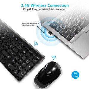 MEANHIGH Wireless Keyboard and Mouse Combo, 2.4G Cordless Mouse and Keyboard Set with Numeric Keypad, Ultra-Slim, Compact, Quiet, Full Size for Windows, Mac, Computer, Desktop, PC, Notebook, Laptop