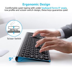 MEANHIGH Wireless Keyboard and Mouse Combo, 2.4G Cordless Mouse and Keyboard Set with Numeric Keypad, Ultra-Slim, Compact, Quiet, Full Size for Windows, Mac, Computer, Desktop, PC, Notebook, Laptop