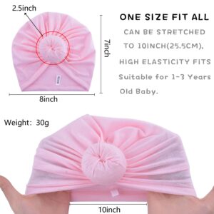 6 Pieces Baby Turban Hats Cotton Infant Knot Turbans Newborn Boys Girls Beanies Headwraps Toddler Kids Cap 0-1 Years