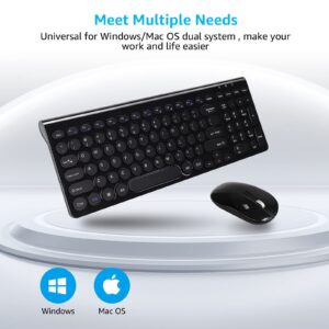 MEANHIGH Wireless Keyboard and Mouse Combo, 2.4G Cordless Mouse and Keyboard Set with Numeric Keypad, Ultra-Slim, Compact, Quiet, Full Size for Windows, Mac, Computer, Desktop, PC, Notebook, Laptop