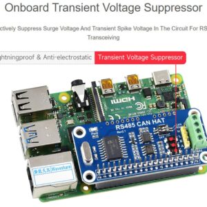 for Raspberry Pi,RS485 CAN HAT for Pi 4B/3B+/3B/2B/B+/A+/Zero/Zero W/WH/ 2W/2WH,RS485 CAN HAT Long-Distance Communication via RS485/CAN Functions MCP2515 CAN Controller SPI Interface