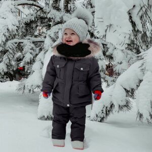 12 M -4 Years Toddler Kids Girls Boys Two Piece Snowsuit Ski Pants Set Winter Hooded Down Coat Jumpsuit Skiing Jacket (Black, 2-3 Years)