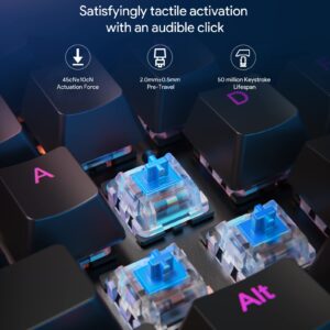 Aglaia Mechanical Gaming Keyboard, RGB Backlit 104 Keys Wired Keyboard Blue Switches, 12 Lighting Effects, Customizable Keys, Programmable Macro, Durable & Ergonomic for Windows Mac Computer Desktop