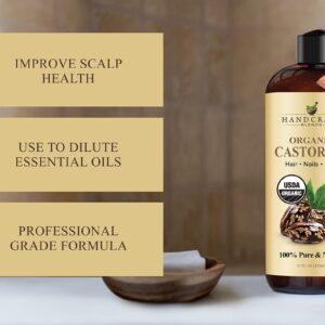 Handcraft Blends Organic Castor Oil in Plastic Bottle - 12 Fl Oz -100% Pure and Natural - Premium Grade Oil for Hair Growth, Eyelashes and Eyebrows - Carrier Oil - Expeller-Pressed and All Natural