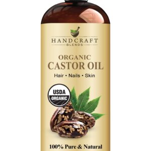 Handcraft Blends Organic Castor Oil in Plastic Bottle - 12 Fl Oz -100% Pure and Natural - Premium Grade Oil for Hair Growth, Eyelashes and Eyebrows - Carrier Oil - Expeller-Pressed and All Natural