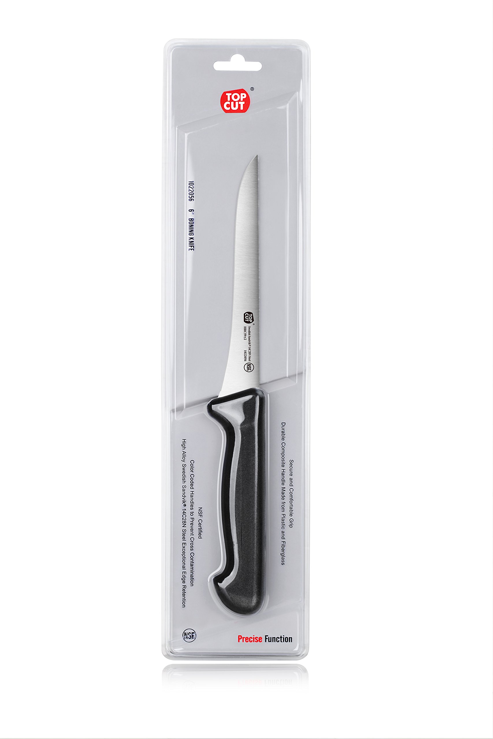 New Star Foodservice Top Cut 1029208 Swedish 14C28N Steel Boning Knife, 6"