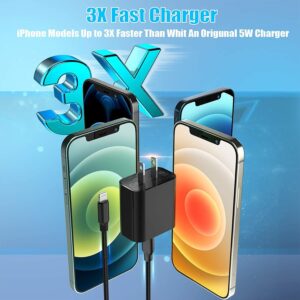 [Apple MFi Certified] iPhone Fast Charger, GEONAV 2Pack 20W USB C Power Rapid Wall Charger with 6FT Type C to Lightning Quick Charging Sync Braided Cable for iPhone 14 13 12 11 Pro/XS/XR/iPad/AirPods