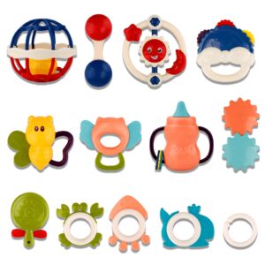 baby toys 6 to 12 months, tinabless 12pcs baby rattle toys infant toys teething toys for babies 6-12 months, baby toys 3-6 months newborn toy baby gifts