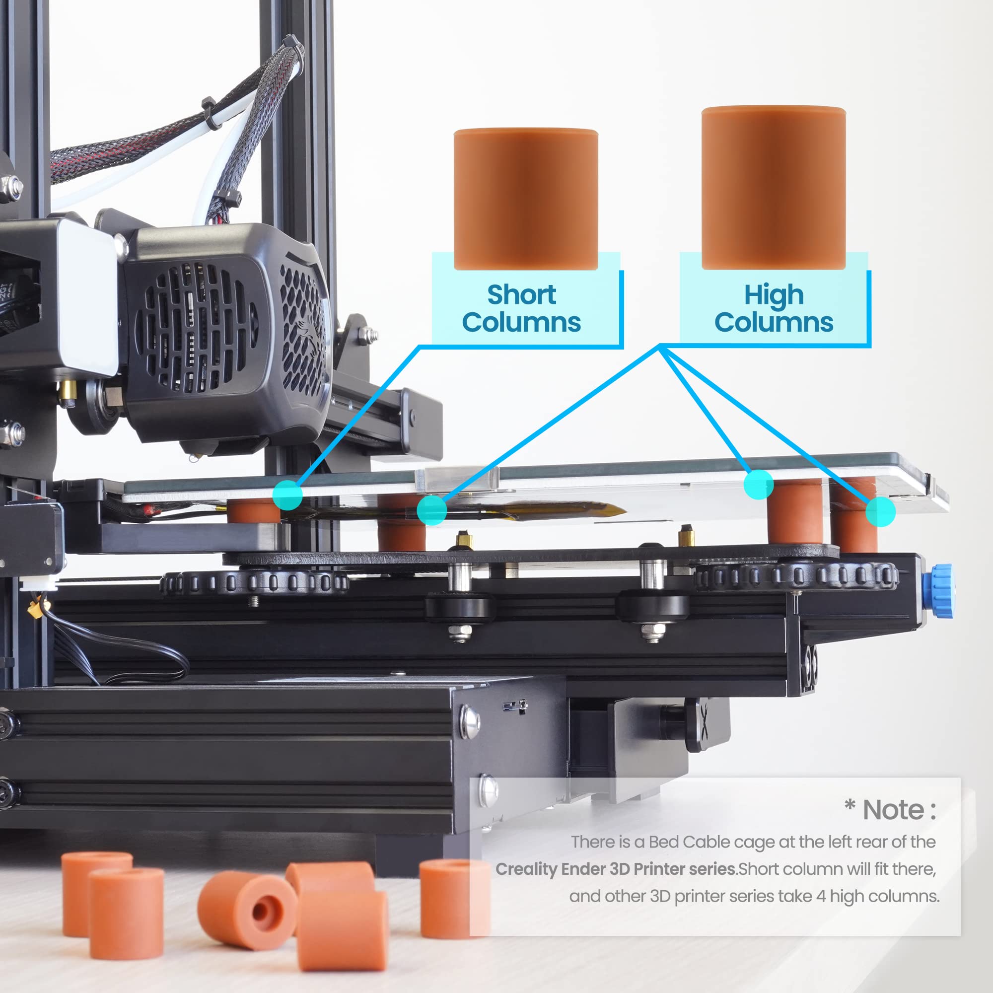 Park Sung 3D Printer Heat Bed Leveling Parts,Silicone Column Solid Mounts,Leveling Spring Replacement Part (12 Pack)