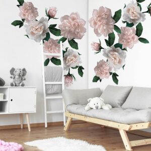 walplus flowers roses wall decals peel and stick wall sticker oversized murals for home bedroom nursery room floral transparent wall decor