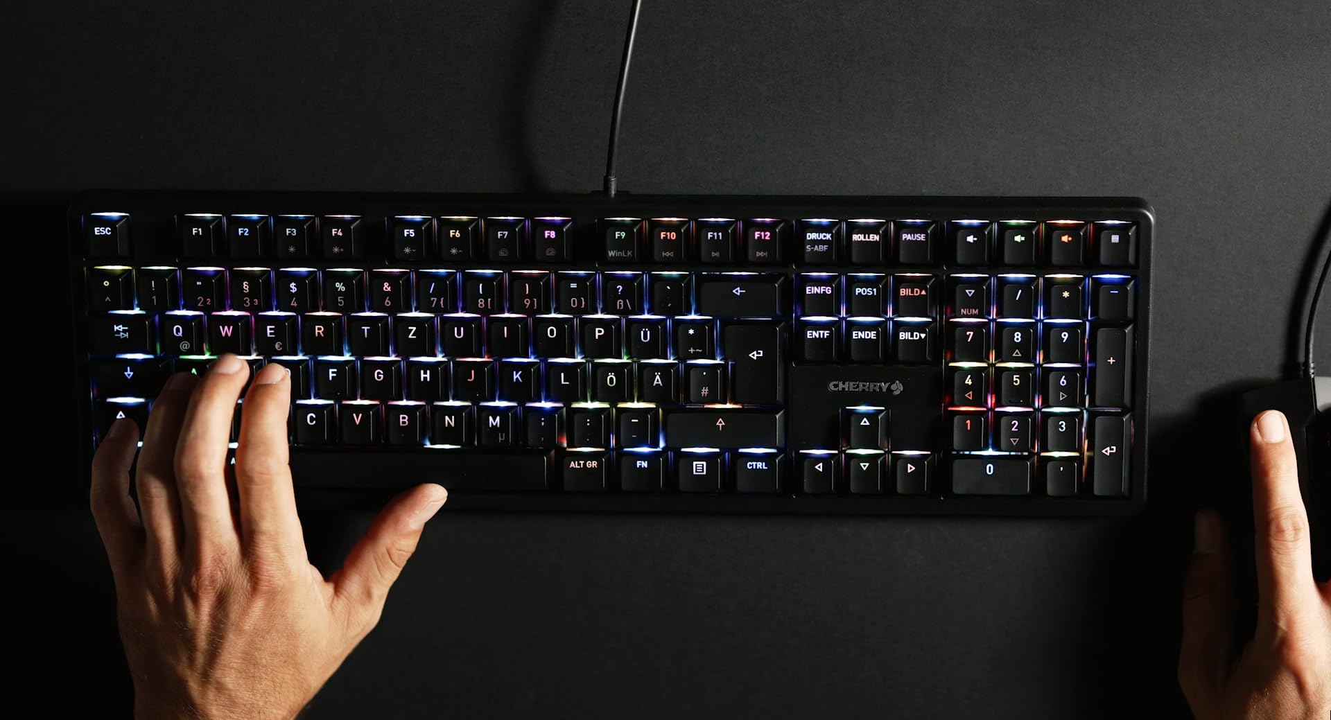 Cherry MX RGB Mechanical Keyboard with MX Red Silent Gold-Crosspoint Key switches for typists, Programmers, Creator, Coder, Work in The Office or at Home G80-3000N RGB (Full Size)