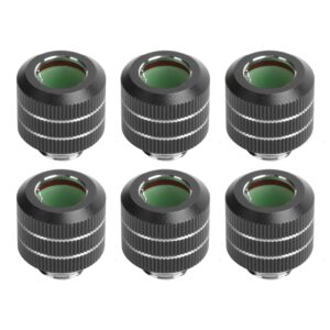 dracaena 6 pack g1/4” thread to od 14mm hard tube compression fitting, anti-off adapter for computer water cooling system, black