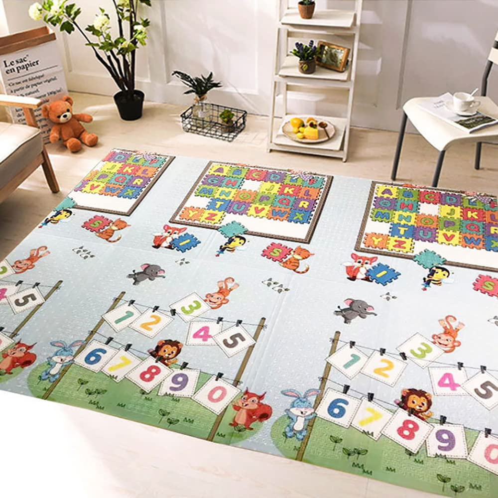 Baby Play Mat Reversible Children Playmat Crawling Mat Waterproof Double Sided Playmat for Kids Infants Toddler (47"x70"x0.2")