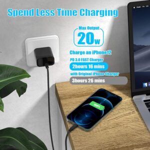 [Apple MFi Certified] iPhone Fast Charger, GEONAV 2Pack 20W USB C Power Rapid Wall Charger with 6FT Type C to Lightning Quick Charging Sync Braided Cable for iPhone 14 13 12 11 Pro/XS/XR/iPad/AirPods