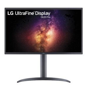 lg 27ep950-b 27” ultrafine uhd (3840 x 2160) oled pro display with adobe rbg / dci-p3 99%, vesa display hdr 400 true black, 1m:1 contrast ratio and tilt/height/pivot adjustable stand - black