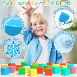 Asago Magnetic Blocks, 56 Pieces 1.34 inch Large Magnetic Building Blocks, 3D Magnetic Cubes for Toddlers, Preschool Educational Construction Kit, Sensory Montessori Toys Kids Blocks for Boys Girls