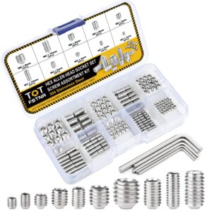 totfstnr 230pcs 304 stainless steel socket set screws assortment kit, m3 m4 m5 m6 m8 grub screws with hexagon socket, hex allen head screw set kit for door handles, light fixture (metric)