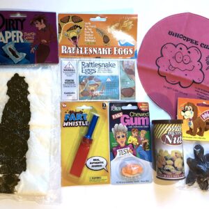 Nikki's Knick Knacks 7 Piece Prank Kit Set- Whoopee Cushion, Dirty Diaper, Chewed Gum, and More!