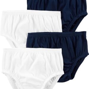 Simple Joys by Carter's Baby Girls' 4-Pack Diaper Covers, Navy/White, 24 Months