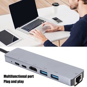 USB C Hub, 6 in 1 PD Fast Charging Adapter, Supports HDM Projection Screen,USB Extension, Type C Mobile Phone Connected to TV/Monitor,Mobile Office