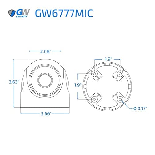 GW Security GW6777MIC 6MP IP POE 2.8mm Fixed Lens Mini Turret Security Camera, Built-in Microphone