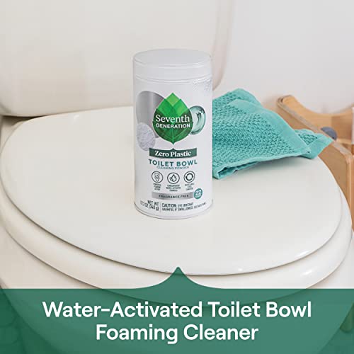 Seventh Generation Zero Plastic Toilet Bowl Powder Foaming Cleaner Fragrance Free 12.3 oz