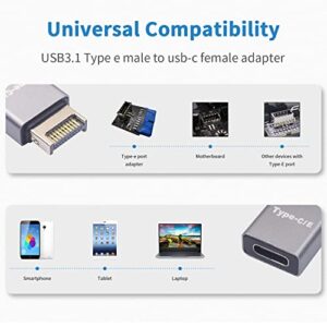 Duttek USB C Front Panel Adapter, 10Gbps Type E to USB C Adapter Converter, High Speed 3.1 USB Type-E Male to USB3.1 Type-C Female Motherboard Internal Adapter for Computer 1Pack