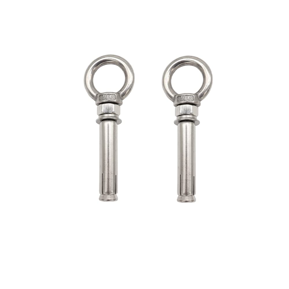 M8x80mm Ring Lifting Expansion Anchor Eyebolt 2 Pack Expansion Bolts Ceiling Hook Heavy Duty Bolts Anchor Fastener 304 Stainless Steel for Concrete Brick Wall