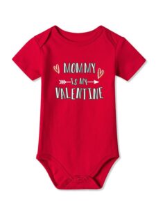 besserbay valentine's day baby heart bodysuit infant mommy is my valentine red 100% cotton onesie 3-6 months