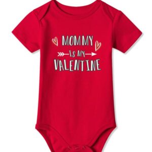 BesserBay Valentine's Day Baby Heart Bodysuit Infant Mommy Is My Valentine Red 100% Cotton Onesie 3-6 Months