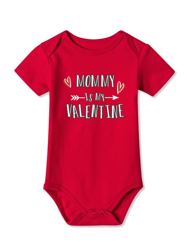 BesserBay Valentine's Day Baby Heart Bodysuit Infant Mommy Is My Valentine Red 100% Cotton Onesie 3-6 Months