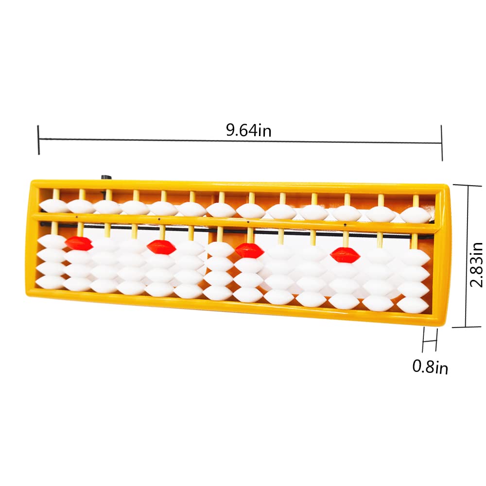 DMHMXZ Abacus，Soroban, Abacus for Adults, Professional 13 Column Abacus for Math with Reset Button，Digits and Educational Learning Tool （9.8 inch）