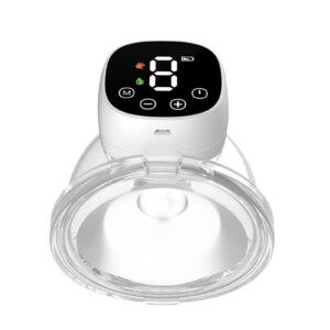 noasage wearable breast pump, hands free breast pump with lcd display, anti-spill ultra-quiet and painless portable breast pump, with 3 modes and 9 levels, 24 mm flange