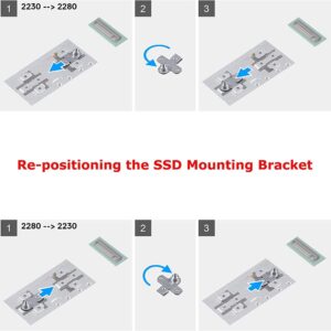 HYY M.2 SSD Hard Drive Mounting Support Bracket 2230/2280 Solid-State Drive Metal Holder Replacement for Dell G7 7500 7700