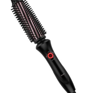 Curling Iron Brush 1 Inch, Heated Styling Round Brush Curling Iron Travel Dual Voltage，3 Temps Anti-Scald Hot Curling Brush Culer for Short Hair