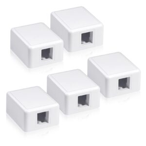 vcelink keystone jack surface mount box 1-port for utp cat6/cat5e/cat5 rj45 keystone jacks, 5-pack, white