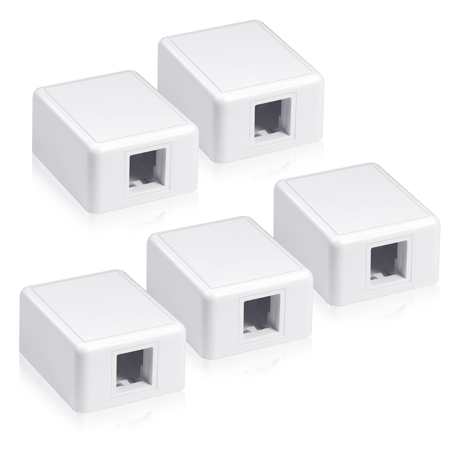 VCELINK Keystone Jack Surface Mount Box 1-Port for UTP Cat6/Cat5e/Cat5 RJ45 Keystone Jacks, 5-Pack, White