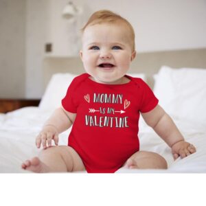 BesserBay Valentine's Day Baby Heart Bodysuit Infant Mommy Is My Valentine Red 100% Cotton Onesie 3-6 Months