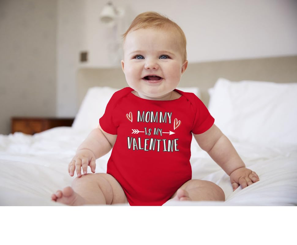 BesserBay Valentine's Day Baby Heart Bodysuit Infant Mommy Is My Valentine Red 100% Cotton Onesie 3-6 Months