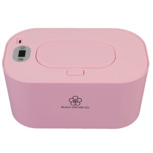 black orchid co. baby wipe warmer | portable wipe warmer with temp control | 5 heat settings, lcd display, baby wipes warmer heats up diaper wipes | wipe warmer and baby wet wipes dispenser (pink)