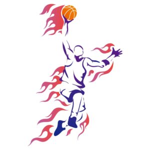 WOYINIS Removable Basketball Dunk Wall Decals Sports Player Silhouette Wall Stickers Peel & Stick Basketball Wall Decor for Teens Boys Room Living Room Classroom Playroom Wall Decoration